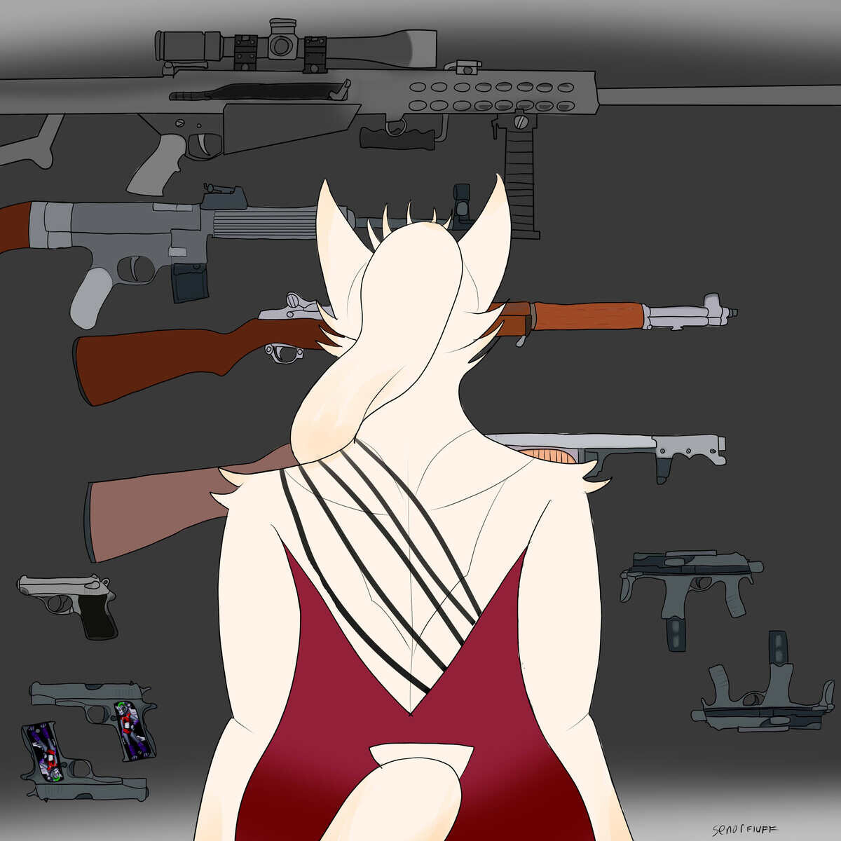 Tsuki’s weapon wall.